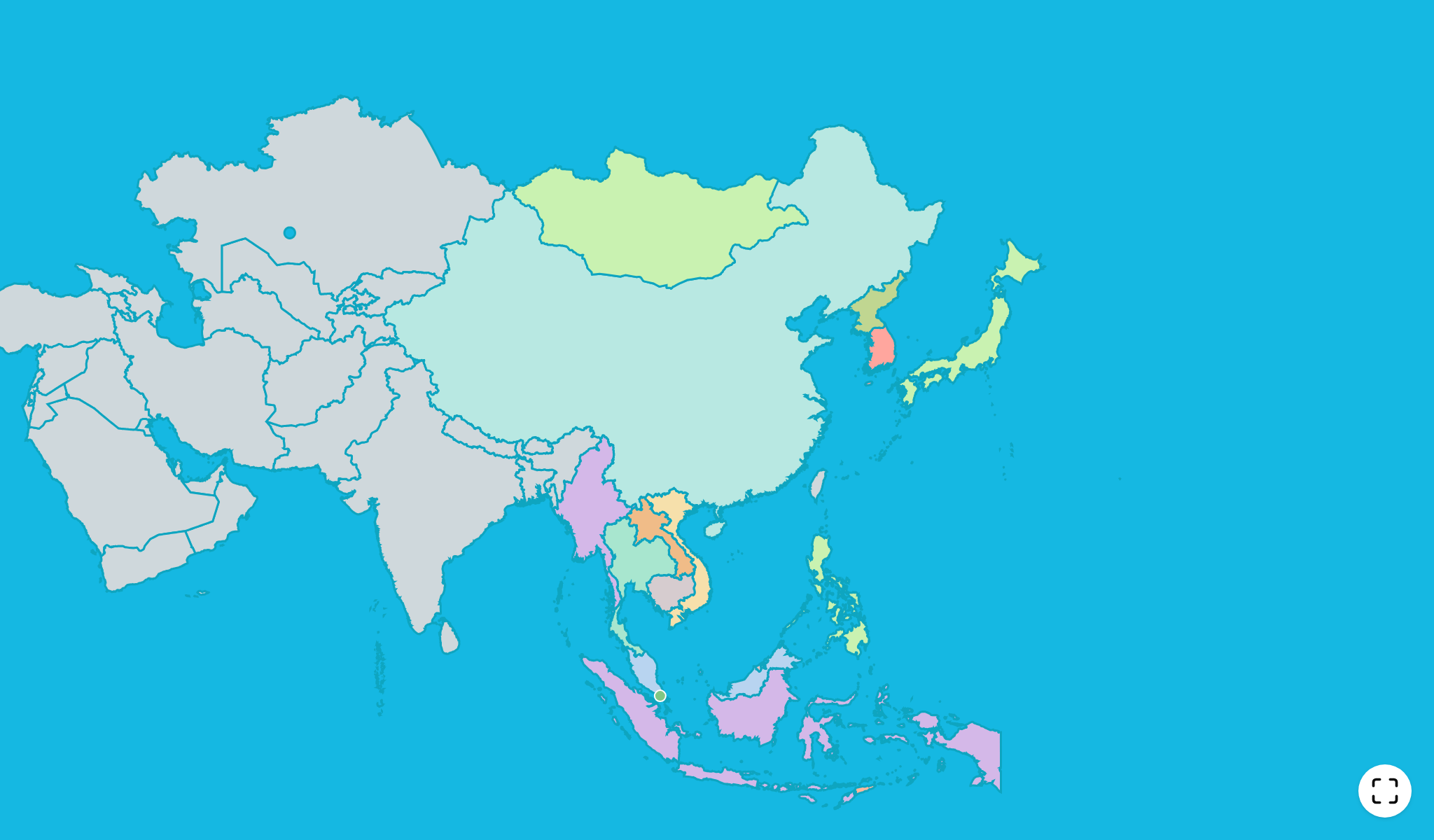 Eastern Asia Countries Map Click Quiz Game Online