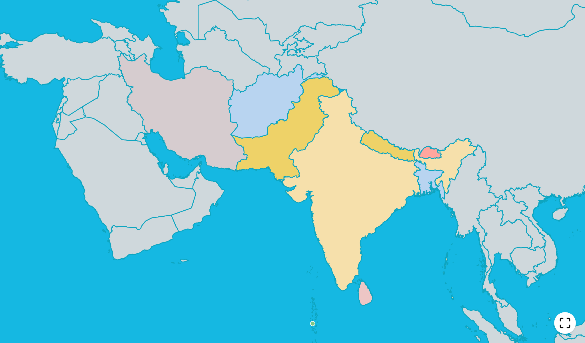 Southern Asia Countries Map Click Quiz Game Online