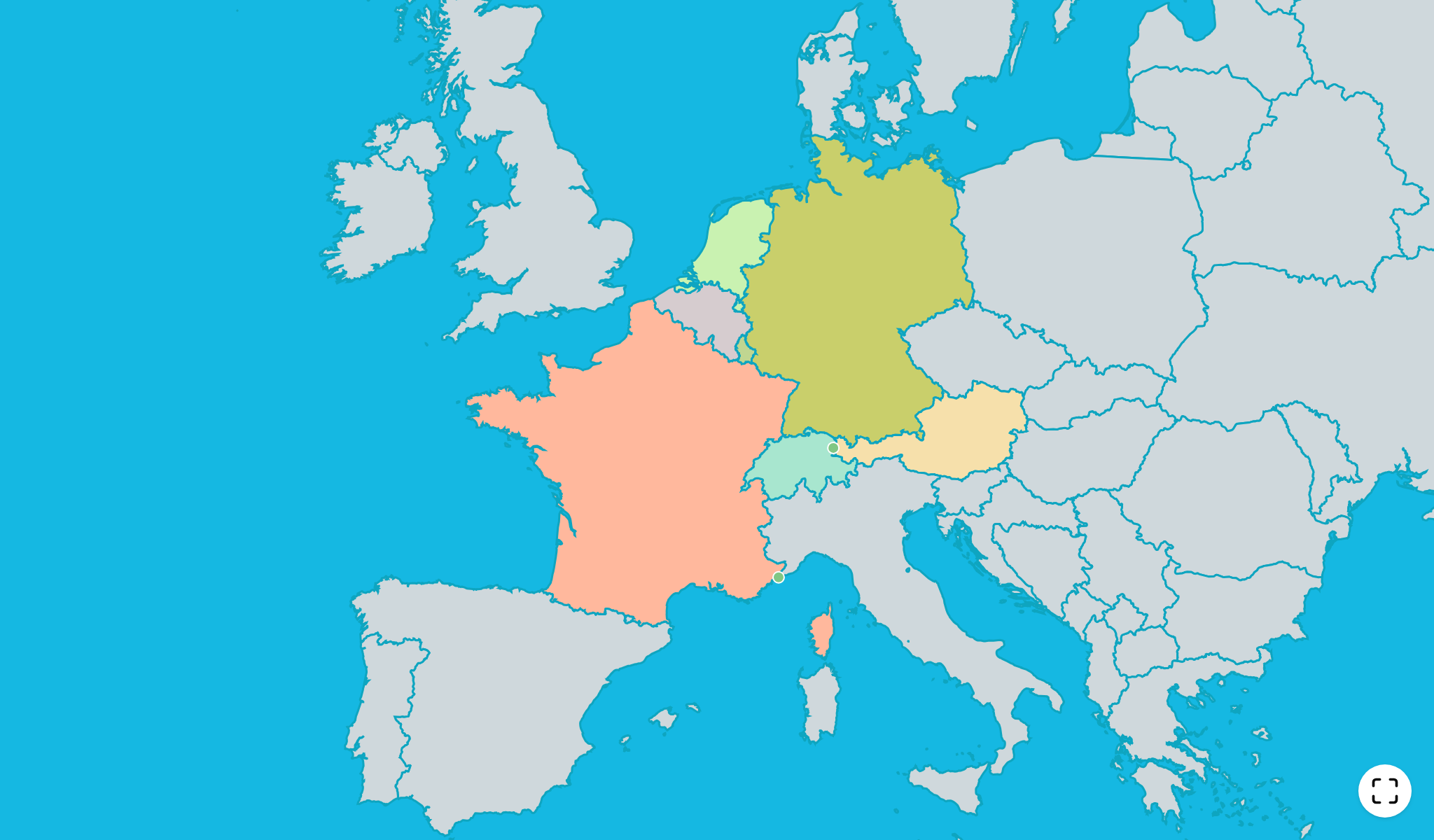 Western Europe Countries Map Click Quiz Game Online