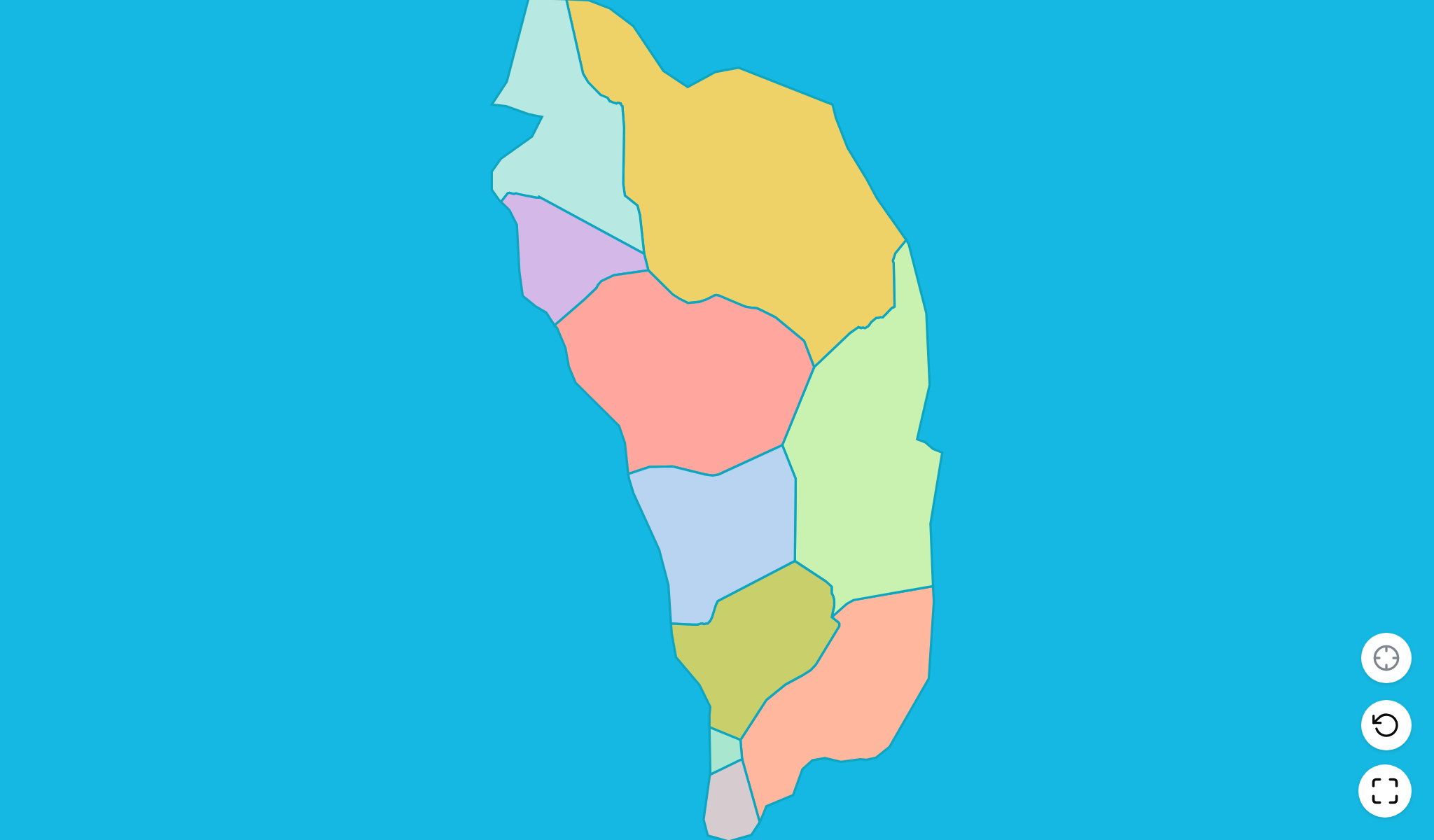 Dominica Districts Map Quiz Game