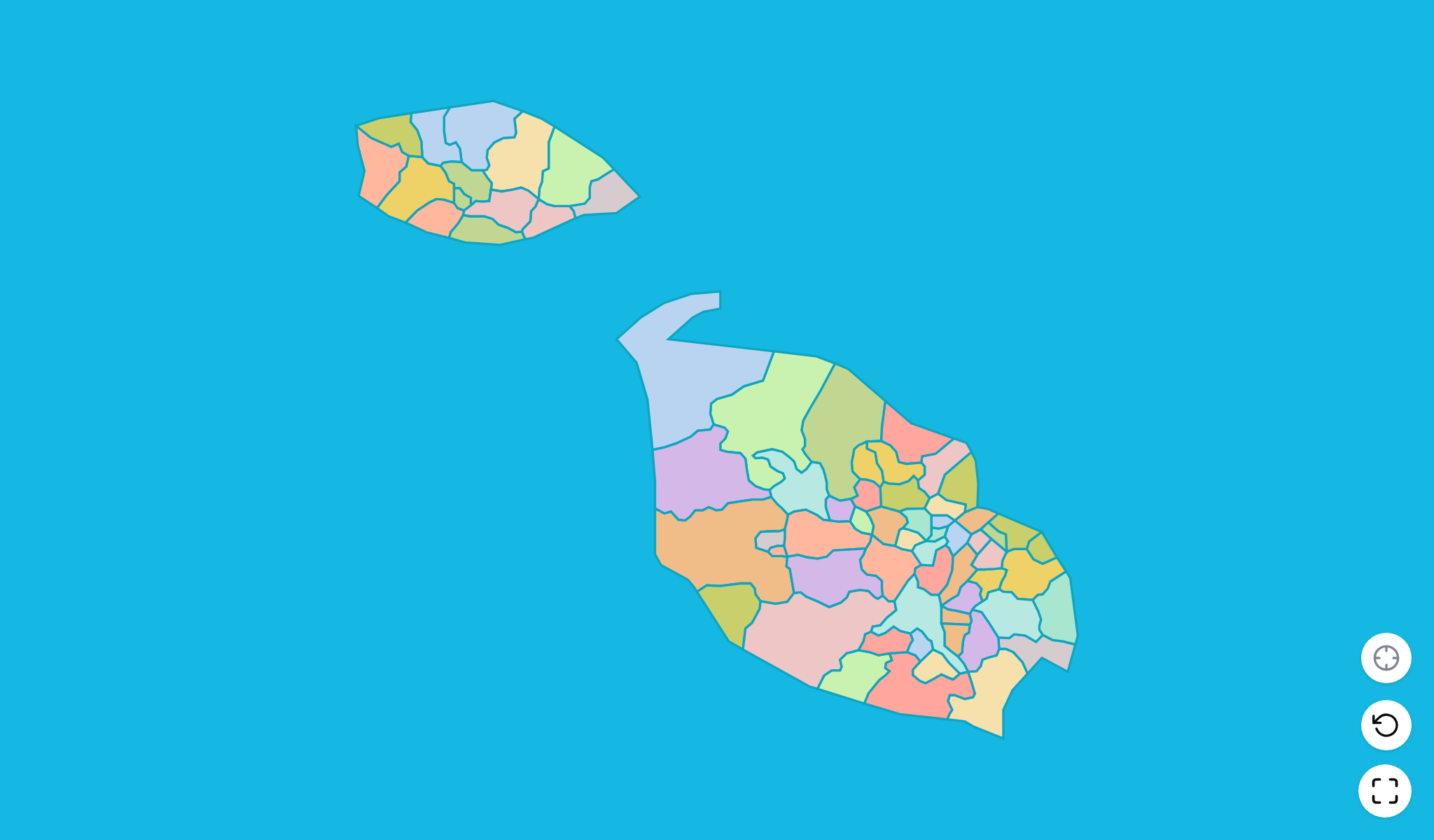 Malta Districts Map Quiz Game