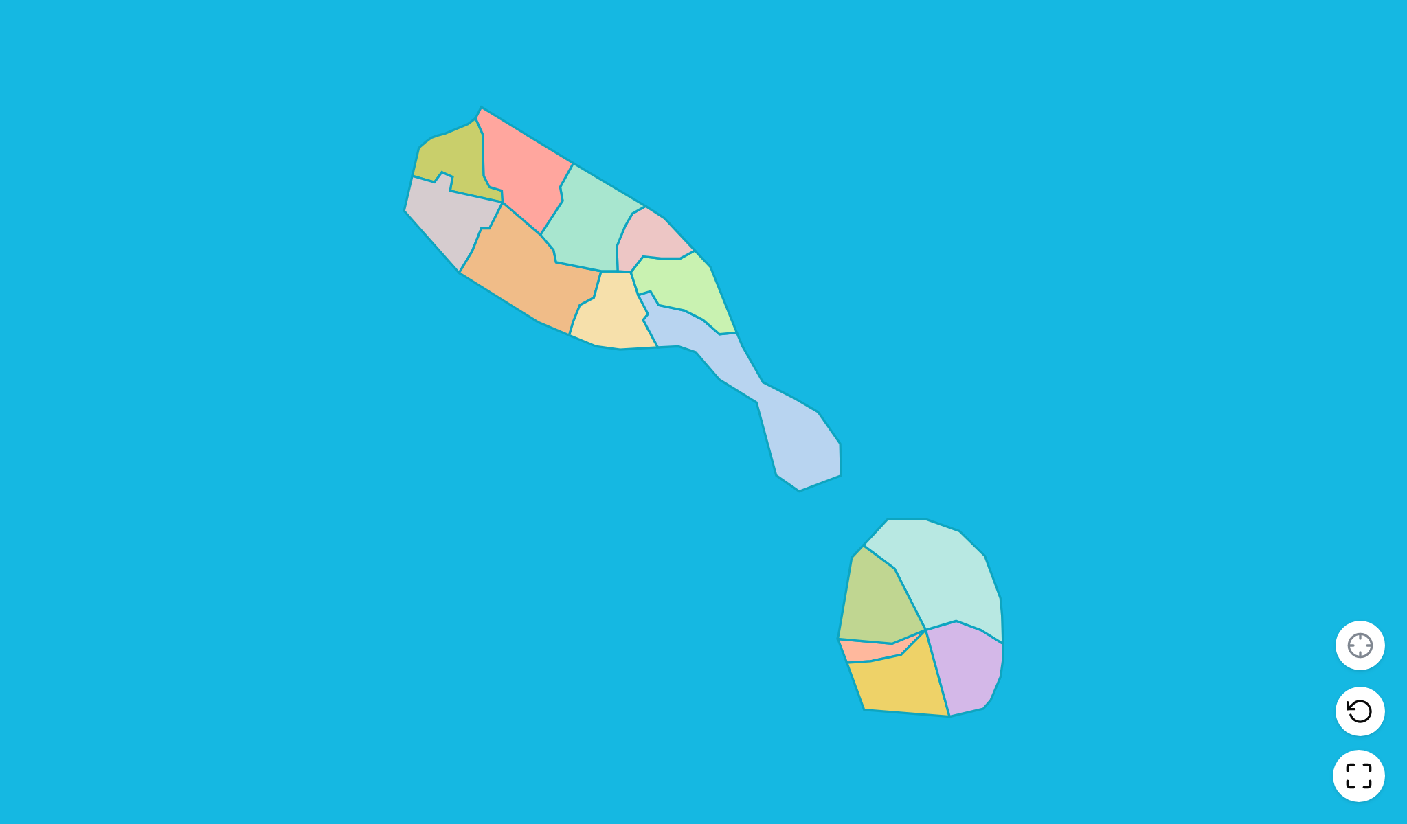 Saint Kitts and Nevis Districts Map Quiz Game