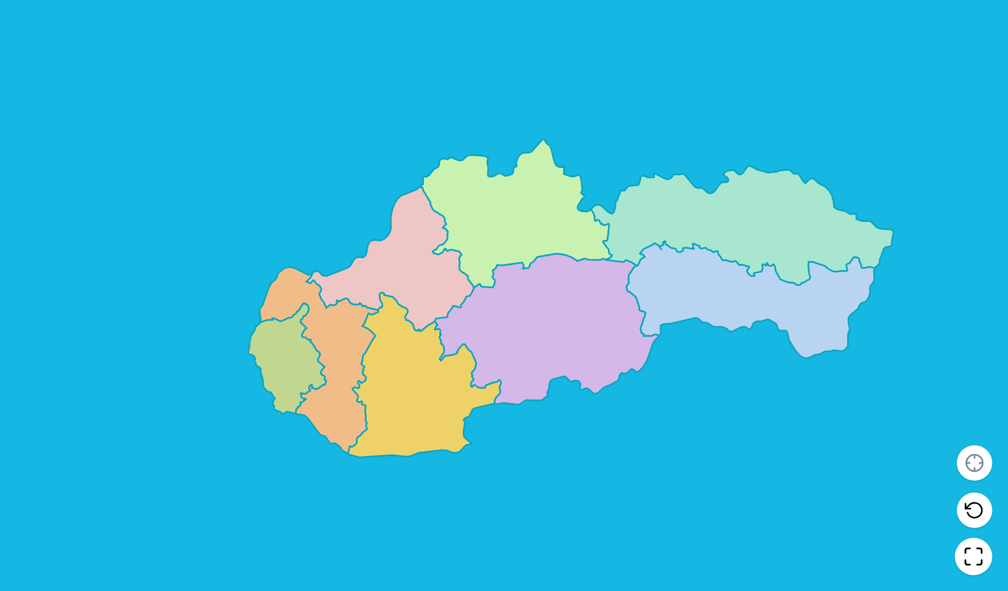 Slovakia Regions Map Quiz Game