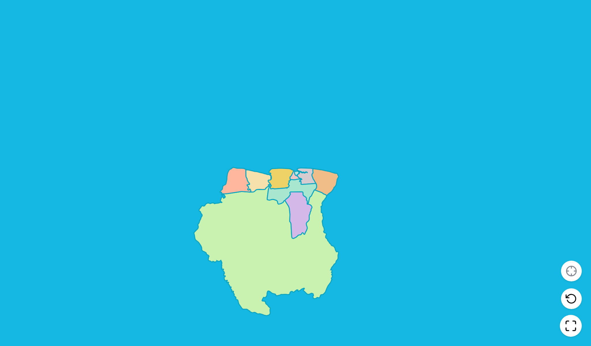Suriname Districts Map Quiz Game