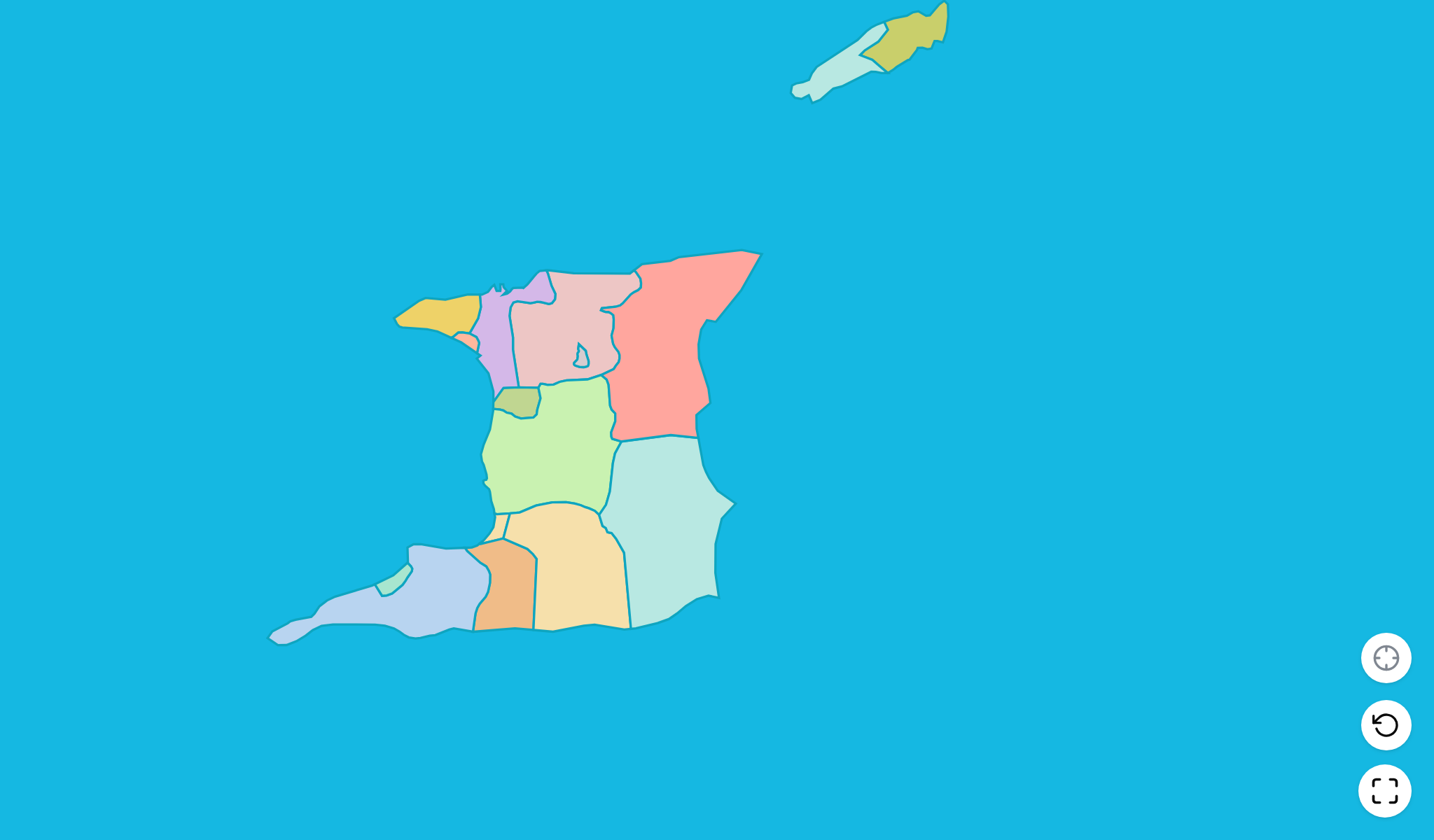 Trinidad and Tobago Administrative Divisions Map Quiz Game